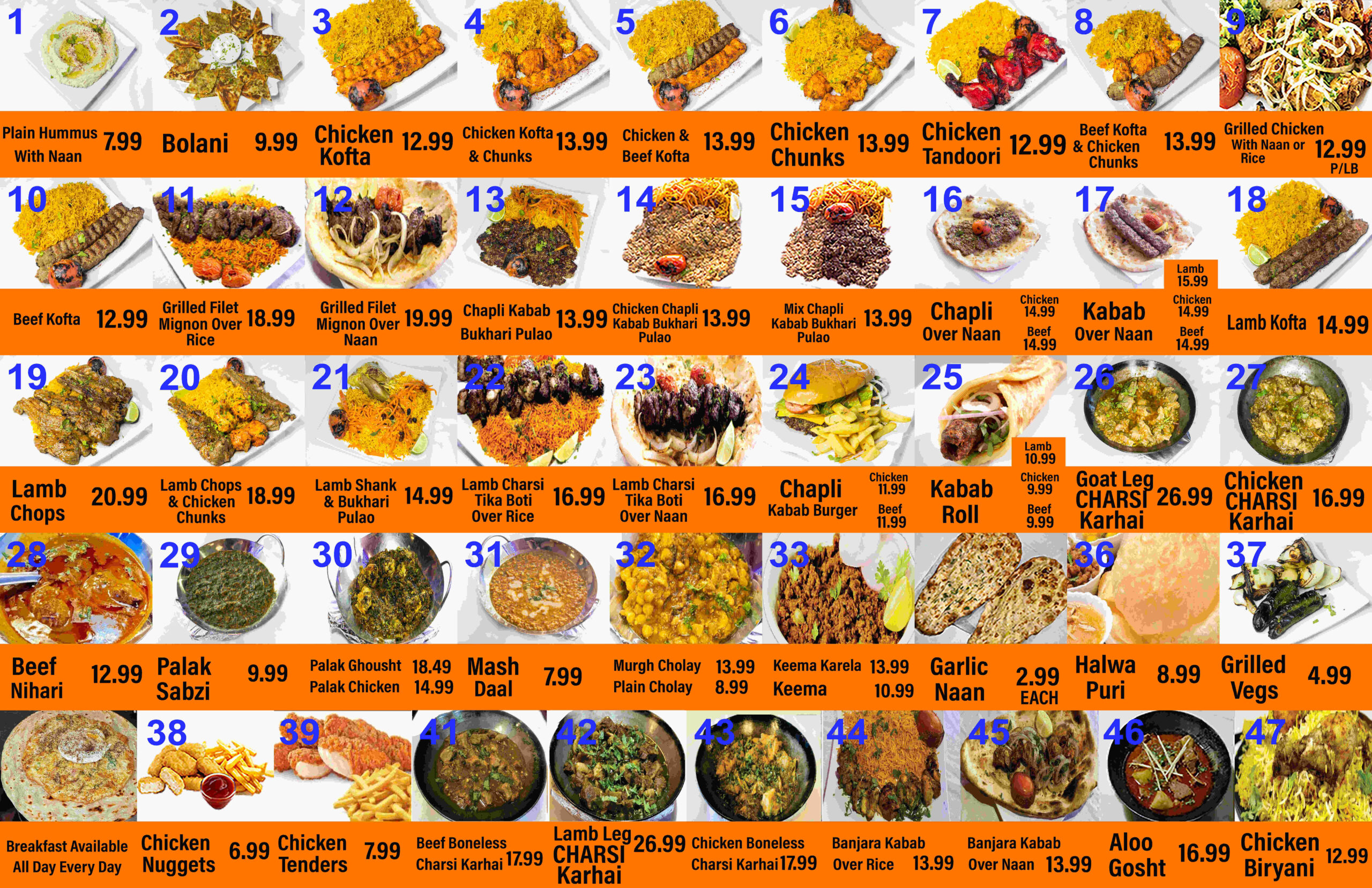Menu - Kandahari Karahai n Kabab